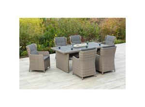 4033662986982 - Gartenmöbelset Ostiano 7tlg Aluminium Kunststoffgeflecht steinbeige