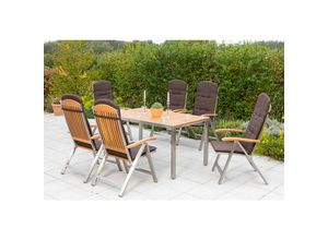 4033662901756 - Gartenmöbelset Keros 13tlg Edelstahl Akazie silber natur braun