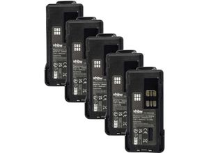 4069099533338 - Vhbw - 5x Akku Ersatz für Motorola PMNN4491AR PMNN4418AR PMNN4418 für Funkgerät Walkie Talkie (2600 mAh 74 v Li-Ion) + Gürtelclip