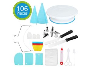 9114681078171 - Kits de Décoration de Gâteaux pour Glaçag Plateau Tournant GâteauxKit Patisserie Professionnel Douilles Pâtisserie Poche a Douille 106 Pièces