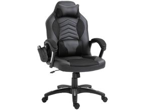 4250871251940 - Homcom - Bürostuhl Massagesessel Massagefunktion mit 6 Vibrationspunkte Ergonomischer Gaming Stuhl mit Wärmefunktion Kunstleder Schwarz 68 x 69 x