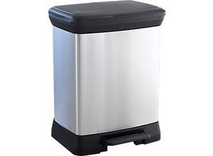 3253922164009 - Curver Tritt-Mülleimer Decobin 80 % Recycling-Kunststoff Metalloptik B 390 x T 290 x H 510 mm 30 Liter silber schwarz