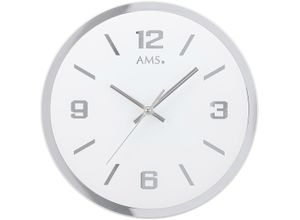 4037445140479 - Wanduhr AMS W9322 silber (transparent silberfarben) Wanduhren H 4cm QuarzuhrGlasWohnzimmerEsszimmerKücheArbeitszimmerBüro Flur