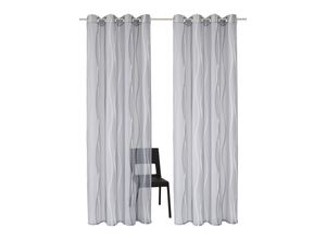 6944185424579 - Gardine MY HOME Dimona Gardinen Gr 145 cm Ösen 140 cm grau (silbergrau) Ösen Gardine 2er-Set transparent Voile Polyester