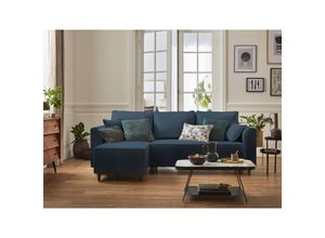 3701061732479 - Bestmobilier - Saphir– 4-sitzer ecksofa beidseitig montierbar – mit schlaffunktion – mit bettkasten – aus stoff - blau