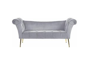 4251682242455 - Beliani - Chaiselongue Grau goldene Beine Universal mit Samtbezug und Metallfüßen für Wohnzimmer Schlafzimmer Salon Flur Klassisch Retro Modern