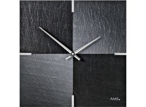 4037445153721 - Wanduhr AMS W9520 schwarz Wanduhren B L 30cm x 30cm Made in GermanySchieferWohnzimmerEsszimmerKücheArbeitszimmer