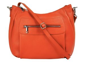 4260543050627 - Umhängetasche SAMANTHA LOOK Damen Gr B H T 30cm x 25cm x 7cm onesize orange Leder unifarben Taschen echt Leder Made in Italy