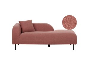 4255664879349 - Beliani - Chaiselongue Rosa Bouclé-Stoff Linksseitig mit Kissen Modernes Design Retro Stil Relaxliege für Wohnzimmer Schlafzimmer Indoor