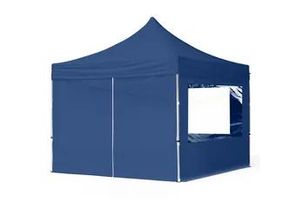 4064108036176 - 3x3 m Faltpavillon economy Alu 32mm Seitenteile mit Panoramafenster blau