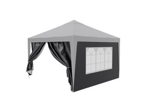 4099799000489 - 24MOVE® Pavillon Seitenteile 2er Set 2x3m mit Fenster & Reissverschluss wasserdicht grau - für Partyzelt Festzelt Festivals