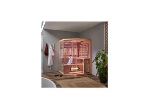 4058166017956 - Infrarotkabine sahara xxl – 150 x 150 x 200 cm - für 2-3 Personen 8 Vollspektrumstrahler Holz Hemlocktanne i Infrarotsauna Sauna Wärmekabine