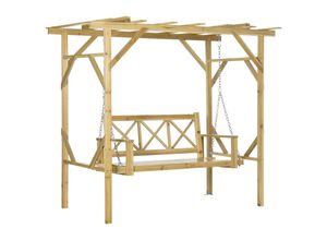 4255633520784 - Schaukelbank mit Pergola für 2 Personen höhenverstellbar Massivholzrahmen 221 x 140 x 196 m - Naturholz