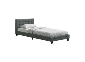 4260565523390 - Polsterbett Manresa in Grau - Bett mit Lattenrost und Kopfteil - Zeitloses modernes Design mit Stoff Bezug und Steppung - 90 x 200 cm - Juskys