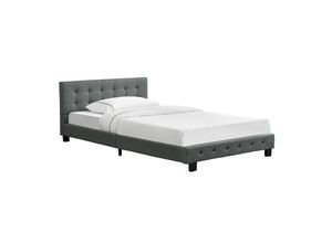 4260565523406 - Polsterbett Manresa in Grau - Bett mit Lattenrost und Kopfteil - Zeitloses modernes Design mit Stoff Bezug und Steppung - 120 x 200 cm - Juskys