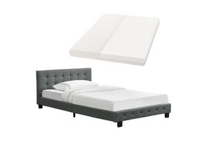 4260565524601 - Polsterbett Manresa 120x200 cm - Bett Komplett-Set mit Matratze Lattenrost & Kopfteil - Holz Bettgestell für Kinder bis Erwachsene – grau