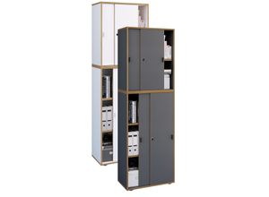 4051814444821 - Holz Büroschrank Ordner Aktenschrank Büromöbel Schrank Salia 5-fach Breite 60 cm Schiebetüren