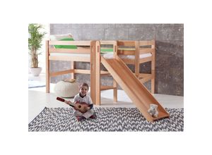 4250468512102 - Eliyas Halbhohes Spielbett mit Rutsche und Rolllattenrost Liegefläche 90 x 200 cm