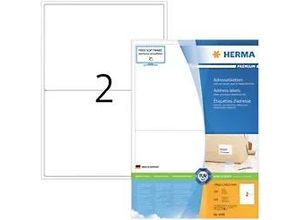 4008705042499 - HERMA Adressetiketten Premium A4 1996x1435 mm weiß Papier matt 200 St - Weiß - Selbstklebendes Druckeretikett - A4 - Papier - Laser Inkjet - Dauerhaft