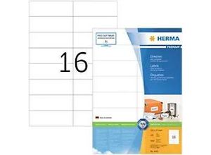 4008705044622 - HERMA Universaletiketten 4462 Weiß DIN A4 105 x 37 mm 100 Blatt à 16 Etiketten