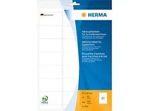 4008705044318 - HERMA Adressetiketten für Schreibmaschinen A4 67x38 mm Papier matt Ecken rund 420 St - Weiß - Papier - Matte - Deutschland - 67 cm - 38 cm