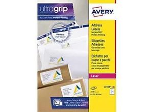 3266550260210 - AVERY Zweckform Abziehhilfe QuickPEELultragrip Adressetiketten L7160-100 Selbsthaftend DIN A4 Weiß 635 x 381 mm 100 Blatt à 21 Etiketten