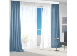 4032107194173 - Vorhang VHG Una Gardinen Gr 130 cm Kräuselband 140 cm blau Kräuselband Gardine