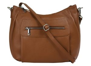 4260543050580 - Umhängetasche SAMANTHA LOOK Damen Gr B H T 30cm x 25cm x 7cm onesize braun (cognac) Leder unifarben Taschen echt Leder Made in Italy