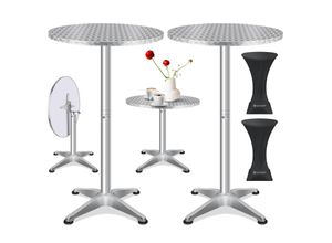 4255598336154 - KESSER® 2in1 Stehtisch klappbar Bistrotisch Aluminium Edelstahlplatte höhenverstellbar 70cm   115cm Partytisch Tisch In- & Outdoor Hochzeit Empfangstisch Klapptisch inklusive Regencover