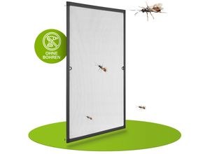 4260565521495 - Fliegengitter mit Alu-Rahmen 100 x 120 cm für Fenster zum Einhängen UV-beständig in Anthrazit