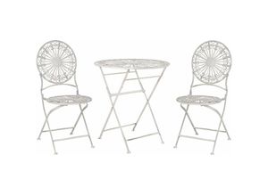 4255664820204 - Beliani - Garten Bistro Set Weiß Eisen zusammenklappbar 2 Stühle und Tisch Außenbereich gealtert Effekt UV-Rostbeständigkeit französischer Retro-Stil