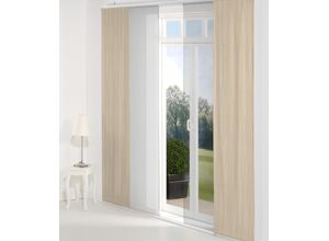 4004567173500 - Schiebegardine WIRTH LANGWASSER Gardinen Gr 145 cm Klettband 60 cm grau (taupe) Schiebegardinen blickdicht Gardine inkl Beschwerungsstange