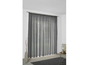4004567222376 - Vorhang WIRTH Sunday Gardinen Gr 145 cm Kräuselband 142 cm grau (dunkelgrau) Kräuselband Gardine