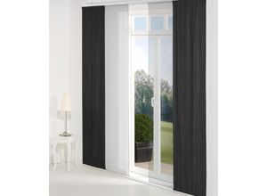 4004567173692 - Schiebegardine WIRTH LANGWASSER Gardinen Gr 145 cm Klettband 60 cm schwarz Schiebegardinen blickdicht Gardine inkl Beschwerungsstange