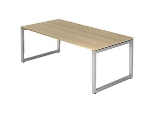 4032062163085 - HAMMERBACHER RS2E höhenverstellbarer Schreibtisch eiche rechteckig O-Fuß-Gestell silber 2000 x 1000 cm