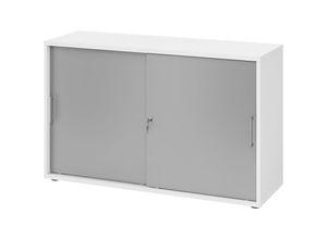 4032062186664 - Schiebetürenschrank Haziender V1753S W S BS silber weiß 2 Fachböden 1200 x 400 x 1100 cm