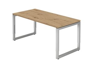 4032062187463 - PRO REGO 16 S Schreibtisch - 160 x 80 höhenverstellbar Asteiche Silber