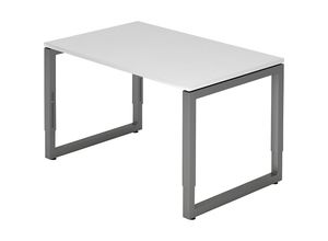 4032062167526 - HAMMERBACHER RS12 höhenverstellbarer Schreibtisch weiß rechteckig Kufen-Gestell grau 1200 x 800 cm