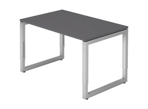4032062323373 - eurokraft pro Schreibtisch mit Gestell aus Vierkant-Stahlrohr Höhe 650 - 850 mm BxT 1200 x 800 mm graphit   alusilber