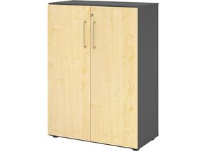 4032062314968 - eurokraft pro Büroschrank 2 Fachböden 3 Ordnerhöhen graphit   alusilber