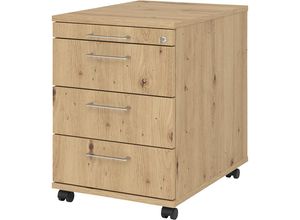 4032062192603 - Rollcontainer 1233 Breno 3 Schübe & 1 Utensilienauszug abschließbar B 428 x T 580 x H 590 mm Asteiche