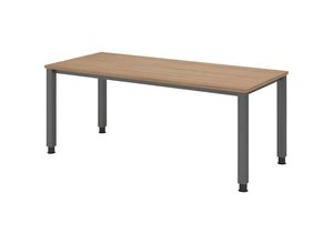 4032062311295 - HAMMERBACHER QS19 höhenverstellbarer Schreibtisch nussbaum rechteckig 4-Fuß-Gestell grau 1800 x 800 cm