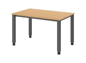 4032062311073 - HAMMERBACHER QS12 höhenverstellbarer Schreibtisch buche rechteckig 4-Fuß-Gestell grau 1200 x 800 cm