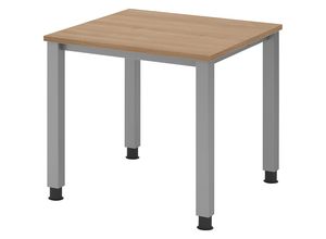 4032062021569 - Schreibtisch Q-Serie VQS08 N manuell höhenverstellbar 80x80cm (BxT) rechteckig nussbaum   silber 4032062021569 Hammerbacher