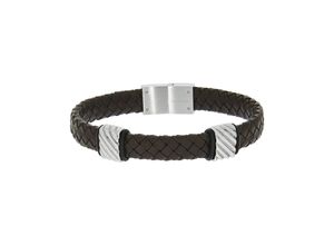 4006046344647 - Armband ZEEME Lederband braun mit Edelstahlverschluss Armbänder Gr 215cm Edelstahl braun Zeeme