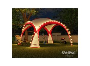 4054748019097 - Swing&Harmonie® LED Event Pavillon XXL DomeShelter 450cm Garten inkl Solarmodul Designer Gartenzelt Camping Partyzelt mit Beleuchtung - rot