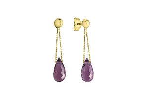 4006046393744 - Paar Ohrhänger CELESTA 375 Gelbgold Amethyst Ohrringe Gr ONE-SIZE Gold gelb (gelb lila) Damen Ohrhänger