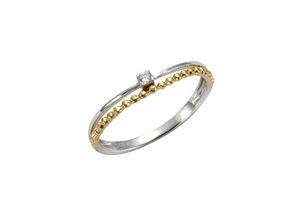 4006046279994 - Fingerring CELESTA 375 Gold zweifarbig Zirkonia weiß Fingerringe Gr 054 (172) 005 ct Gold gelb (gelb weiß) Damen Fingerringe