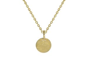 4006046344289 - Kette mit Anhänger CELESTA 375 - Gelbgold Coin eismatt Halsketten Gr 45cm Gold Länge 45 cm Breite 80 mm gelb Damen Ketten mit Anhänger