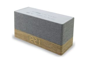 4005425009351 - soundmaster UR620 Radiowecker UKW AUX Bluetooth® Akku-Ladefunktion Holz Grau